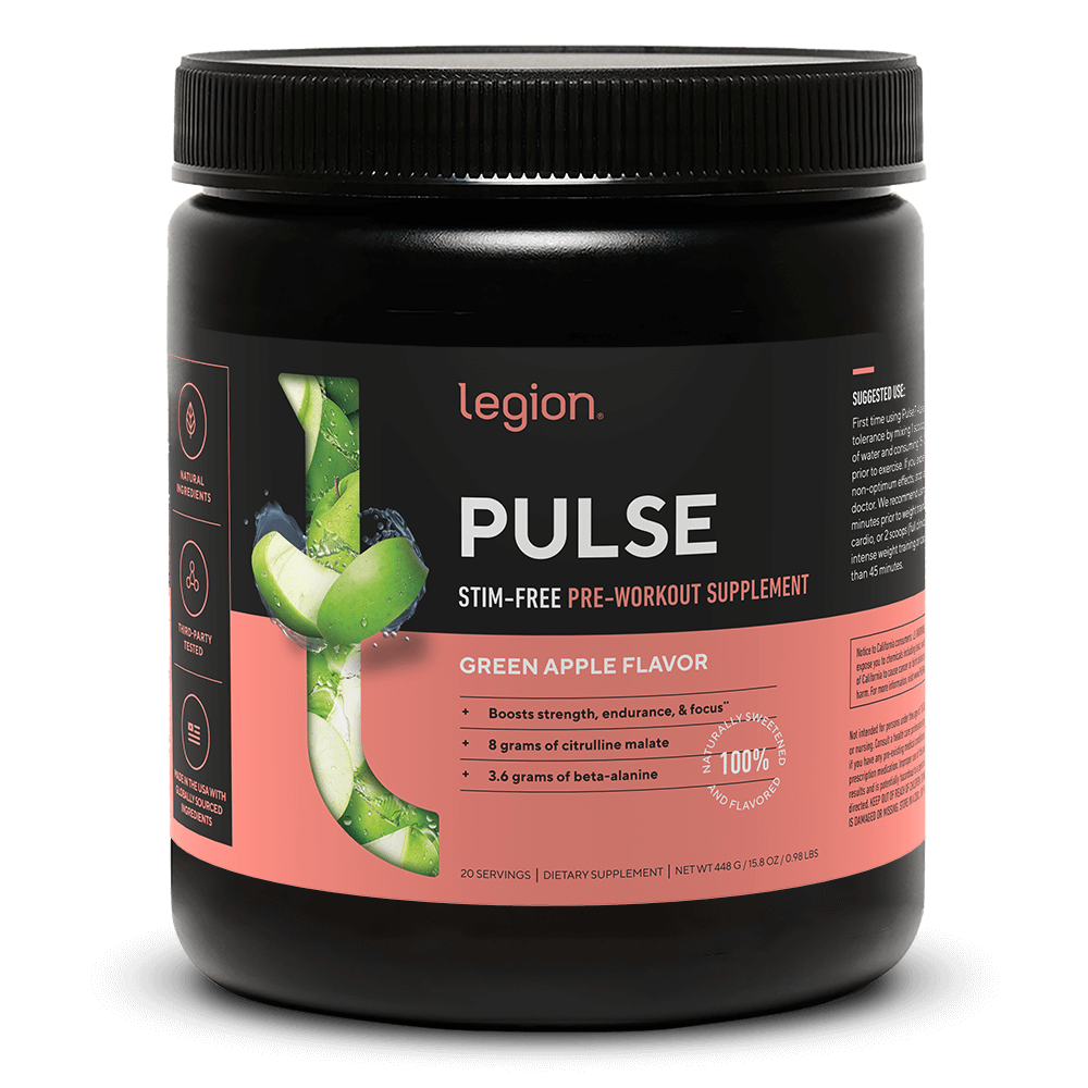 Legion Pulse Caffeine-Free Pre-Workout Supplement – Green Apple Flavor ...